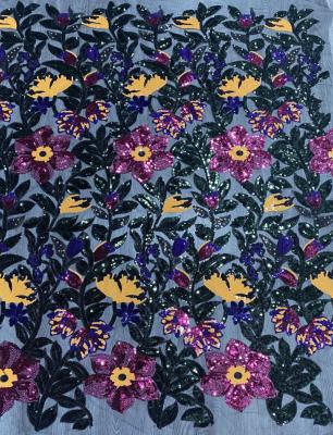 中国 家の織物のためのGeoのスパンコールの刺繍された生地のレースの網ODM 販売のため