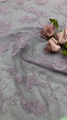 China Beaded Sequin Embroidery Durable and Elegant Luxary Lace Flower Embroidery Fabric Lace Fabric Wedding Birthday Occasions Hight Quality Sequin Beaded Fabric for sale