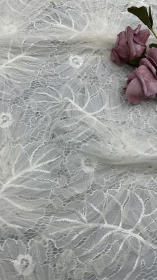 중국 에브로이더 랜스 직물 흰 숨쉬고 우아한 에브로이더  Mesh 잎식 결혼식 직물 판매용