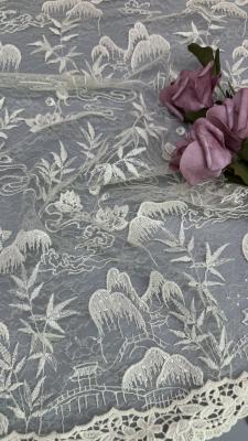 중국 자수 잎사귀 우아한 꽃 레이스 원단, 드레스 제작, 웨딩 가운, 부드럽고 가벼운 판매용