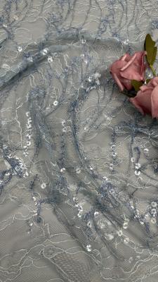 China Sequin Lace Embrroidered Fabric Uxury French Style For Bridal Wear Evening Dresses And Decorations for sale