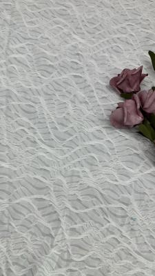 China Mesh Lace Fabric White Grid Knitted Hollow-up Luxury For Summer Party Dresses for sale