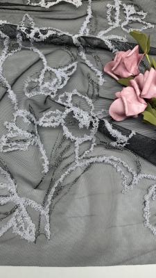 China 100% Cotton Embroidered Lace Fabric Mesh for Gowns Black Gold Color Birthday Dresses for sale