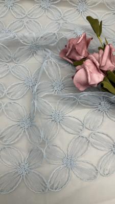 China Four Clover Leaf  Tulle Mesh Lace Fabric for Gowns Breathe SS Season Wedding Dresses for sale