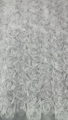 China White Rose Mesh French Chantilly Lace Fabric Breathe And Elegant White For Garments Gowns Wedding Dresses for sale