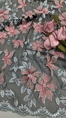 중국 자수 꽃무늬 레이스, 드라마틱한 하이패션 이브닝 가운을 위한 깊이 있는 텍스처의 원단 판매용