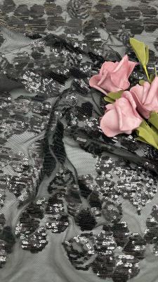China Black Sequin Mesh Lace Fabric Embroidered Lace To Hand-trimmed Details For Young Girls for sale
