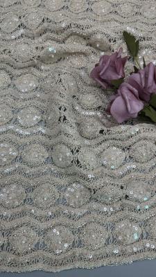 중국 새 시즌 럭셔리 이브닝 드레스 가운용 유선 레이스 원단 스팽글 폴리에스터 판매용