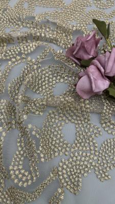 China Leafy Lace Metallic Corded Lace Fabric for Wedding Dresses for sale
