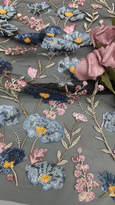 중국 자수 스팽글 레이스 원단 우아한 메쉬 맞춤형 신상 컬렉션 원단 판매용