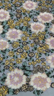 중국 세킨 플로알 embroidered 蕾丝 织物 우아한  Mesh 맞춤형 새로운 컬렉션 织物 판매용