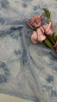 China Leafy Metallic Embroideded Lace Fabric Mesh Luxary High Quality Elegant Fabric For Gown for sale