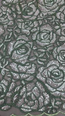 China Sequin Embroidered Lace Fabric 3D Floral Design Customized Fabric For Gowns for sale