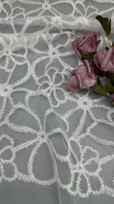 China Embroidered Lace Mesh Fabric Design Metallic Flower Customized Party And Wedding for Gowns for sale
