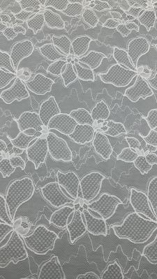 China White Floral Embroidered Lace Fabric Dresses Customized Beauty And Swee Leafy Customized for sale