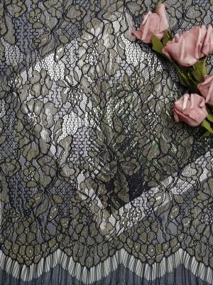 China Eyelash Metallic Lurex Scallop Edge Lace Fabric For Lady Dress Garment for sale