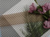 China Black Dot Flocking Tulle Mesh Flocked Mesh Fabric for sale