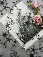 China Black Star Shape Sequin Embroidered Fabric for sale