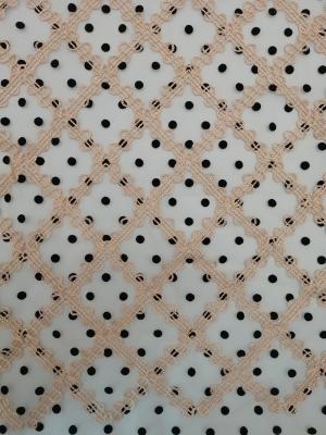 Cina tessuto di Dot Embroidery Flocked Tulle Mesh di Polka di 125cm in vendita