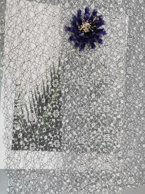 China White Black Two Tone Lace Fabric Tulle Embroidery Polyester Nylon Lace Trim for sale