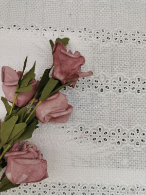 China Linear Broderie Embroidered Eyelet Fabric 100% Cotton Nightgown Fabric for sale