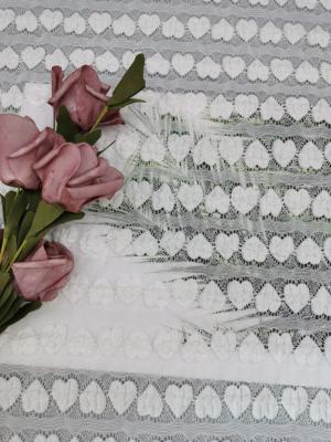 China White Heart Linear Mechanical Stretch Lace Fabric Evening Dress Fabric for sale