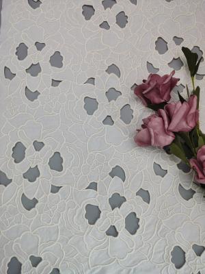 China Tulle Mesh Printed Lace Fabric Black Ground White Flocking AZO Free for sale