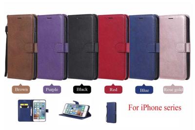 China iPhone Pure Color Leather Wallet Protective Case with Card Slots for sale