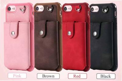 China iPhone Leather Hidden Mirror Case with Card Slots Stay Back Cover with Strap for sale