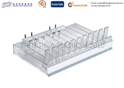 China Clear Plastic Display Shelves , Custom Spring Loaded Shelf Pushers Plastik Injection Moulding for sale