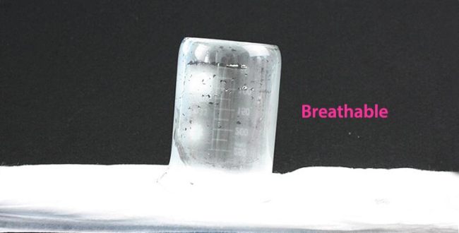 Close-up of diaper features and materials