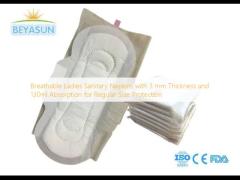 Breathable Ladies Sanitary Napkins with 3 mm Thickness and 130ml Absorption for Regular Size Protection