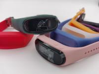 China Rectangle Pink Silicone Wearable Step Tracker Simple Wrist Pedometer for sale