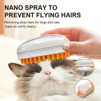 China New Cute 3 In 1 Electric Spray Hair Removal Pet Grooming Comb Pet Steamy Brush For Massage And Cleaning à venda