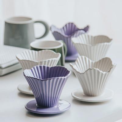 China Straight Ceramic Reusable Hand Brew Coffee Filter Cup Convenient For Office And Home for sale