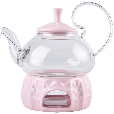 China Contemporary Design Glass Teapot British Tea Set Heater and Gift Box Included for sale