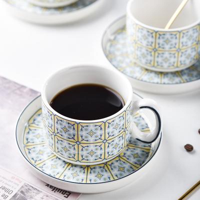 China Custom Printed Tea Cups And Saucers Drinkware Type Cups Saucers For Business Gifts for sale
