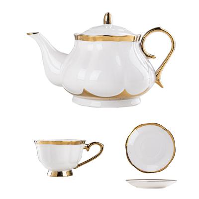 Cina Set di 6 tazze di tè in ceramica Inglese Container di caffè, tè e zucchero Set Arab Teapot And Plate Suacer in vendita
