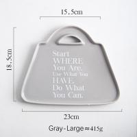China Under Glazed Technique Ceramic Snack Plate Set For Cute Bag Shape Gray Serving Plate for sale