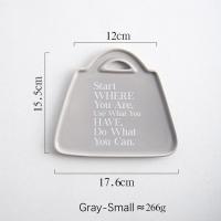 China Under Glazed Technique Ceramic Snack Plate Set For Cute Bag Shape Gray Serving Plate for sale