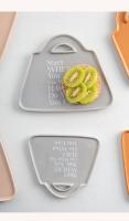 China Under Glazed Technique Ceramic Snack Plate Set For Cute Bag Shape Gray Serving Plate for sale