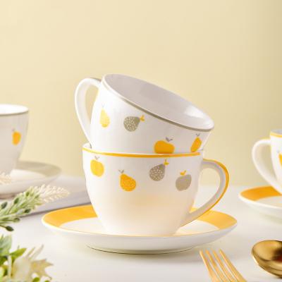 Cina Coppe per bevande Piatti 250 ml Set di 6 tazze di tè in ceramica con disegno di frutta in vendita