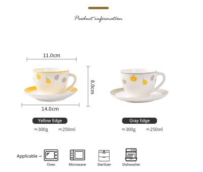 Cina Coppe per bevande Piatti 250 ml Set di 6 tazze di tè in ceramica con disegno di frutta in vendita
