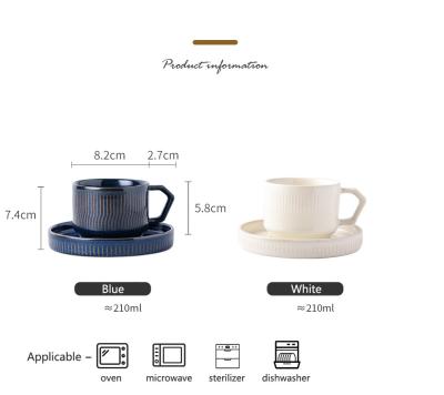 China 210ml Volume Custom Tea Cup And Saucer Set Rustic Ceramic Porcelain With Packaging Box for sale