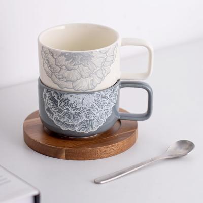 China Business Gifts Cappuccino Cups Set Sustainable Ceramic Coffee Cup And Saucer Set for sale