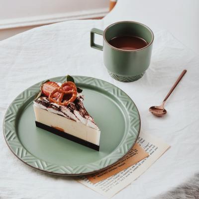 Cina Classico design stile caffè pomeriggio tazza di ceramica e piatto con tazze di pietra in vendita