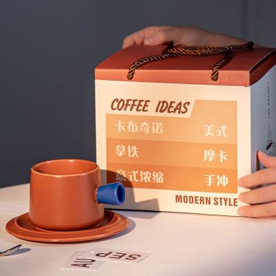 China 320ml Porcelain Tea Cup And Saucer Set In Box Sustainable Ceramic Coffee Mug With A Saucer for sale
