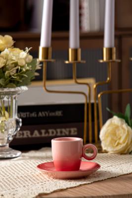 China Coffee Cups Of 6 Luxury Pink Espresso Cups And Plate Design Ceramic Mugs Water Coffee Milk Cup Mug Ceramic Coffee Mugs for Wholesale for sale