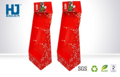 China Red Recycle Foldable Pegboard Hooks Cardboard Floor Display For Gift for sale