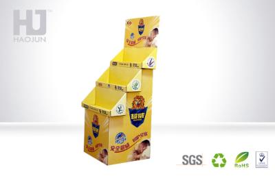 Cina Scaffali di esposizione pieghevoli del cartone di POP del vaporizzatore liquido con 3 pallet nel giallo in vendita